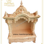 Superb Wooden Temple With Curtains For Puja Room Mandir