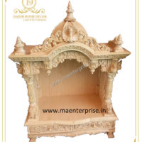 Superb Wooden Temple With Curtains For Puja Room Mandir